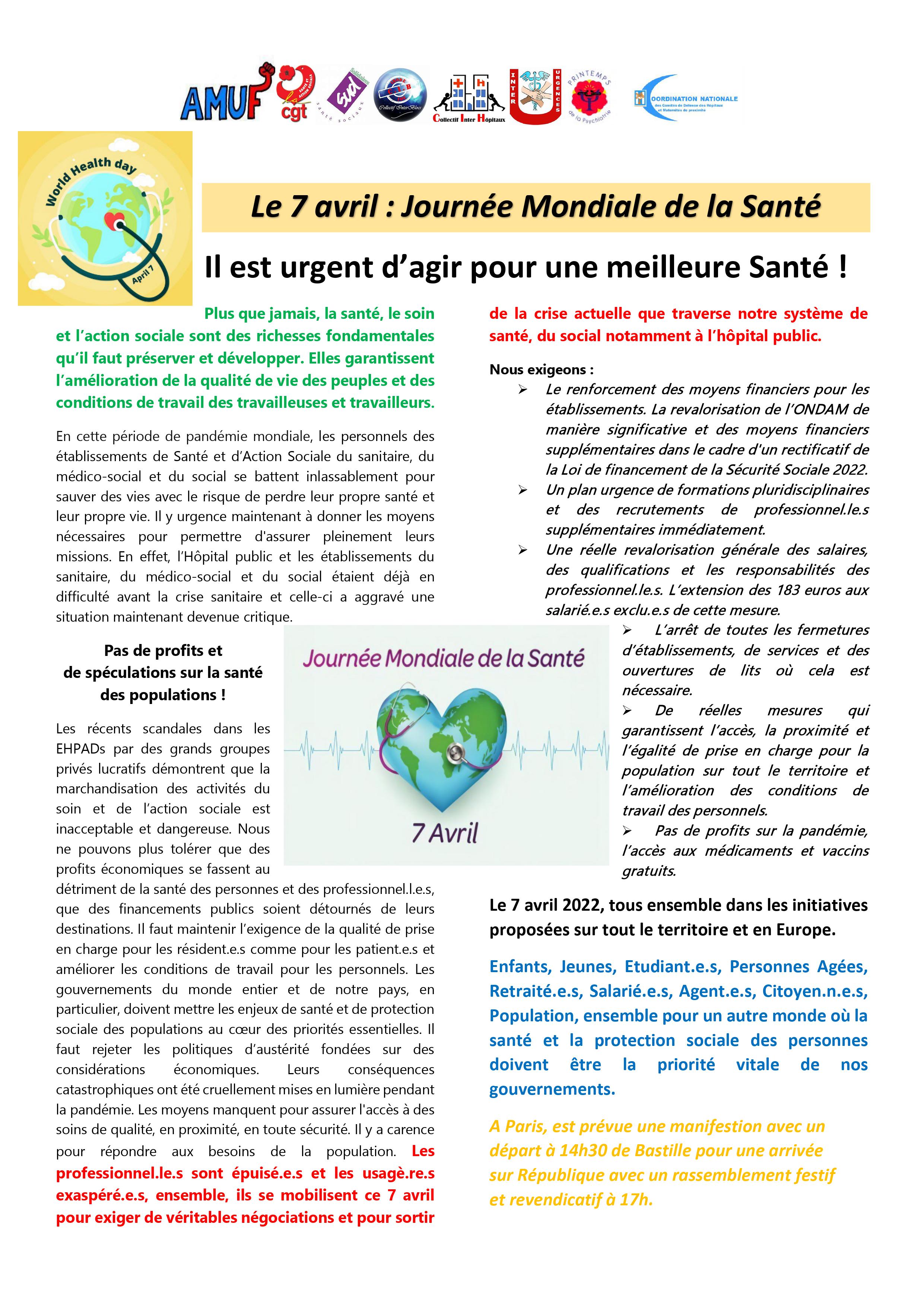 7 avril : journée mondiale de la santé | Syndicollectif